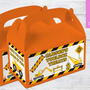 Construction Birthday Party Gable Box, Toolbox Treat Box, Custom Party ...