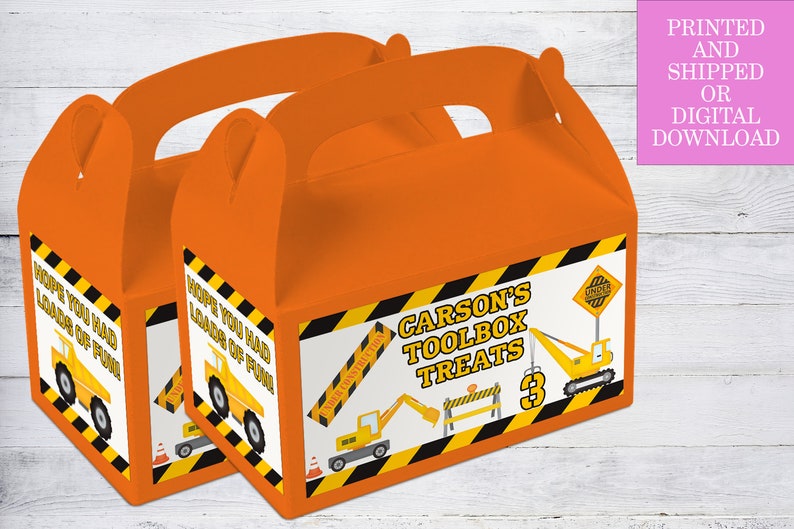 Construction Birthday Party Gable Box, Toolbox Treat Box, Custom Party ...