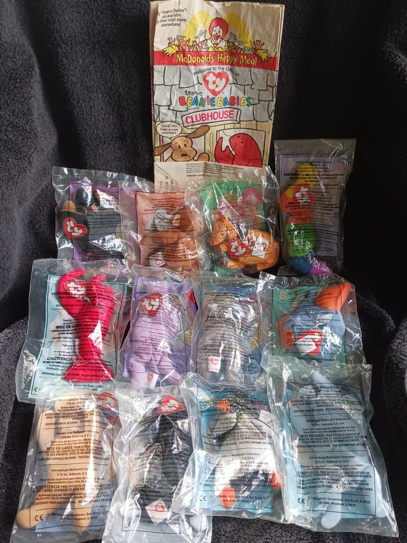 Vintage 1998 Mcdonald's Teenie Beanie Babies Complete Set of 12 -sealed ...