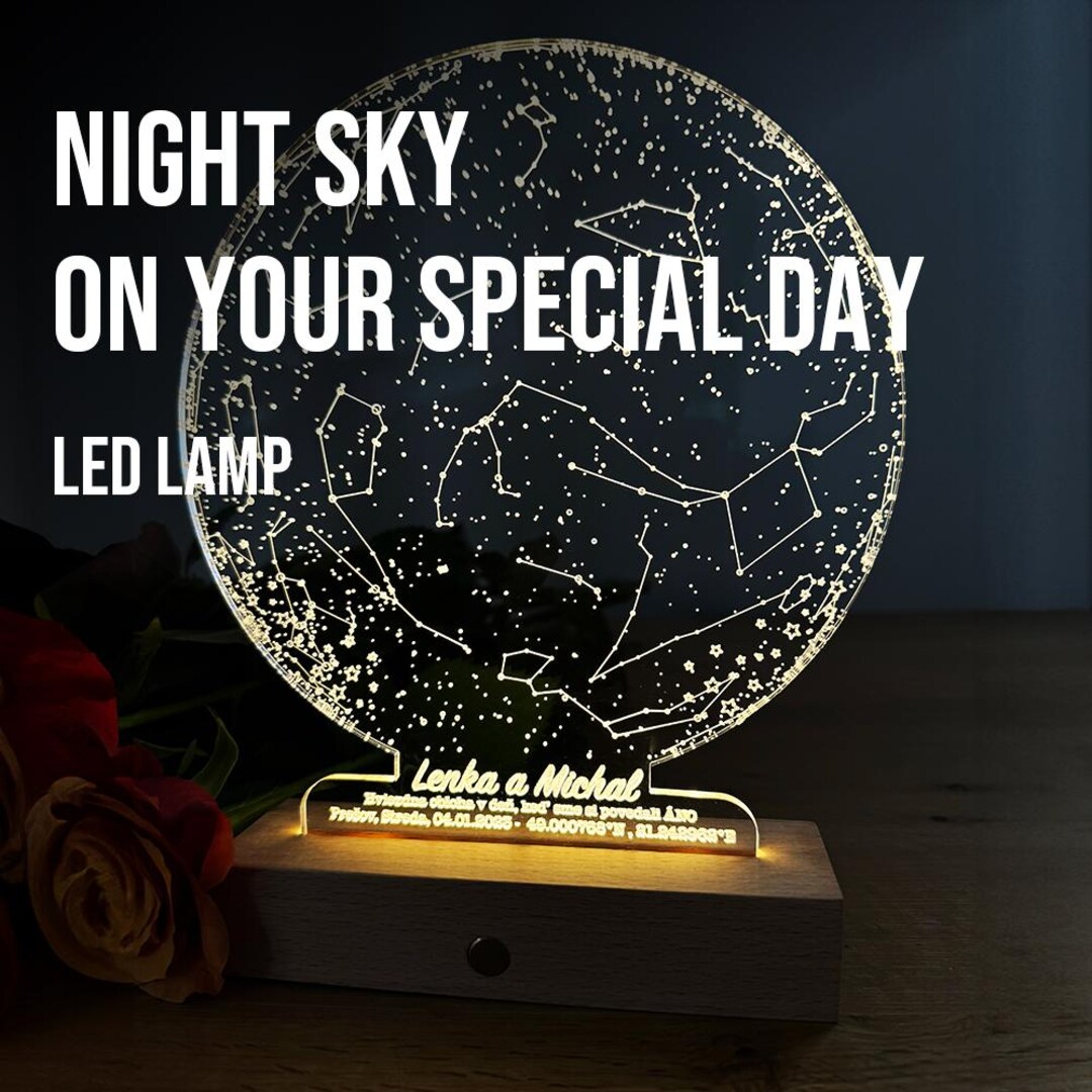 Engraved Night Sky Star Map With Special Date | LED Illuminated Decor ...