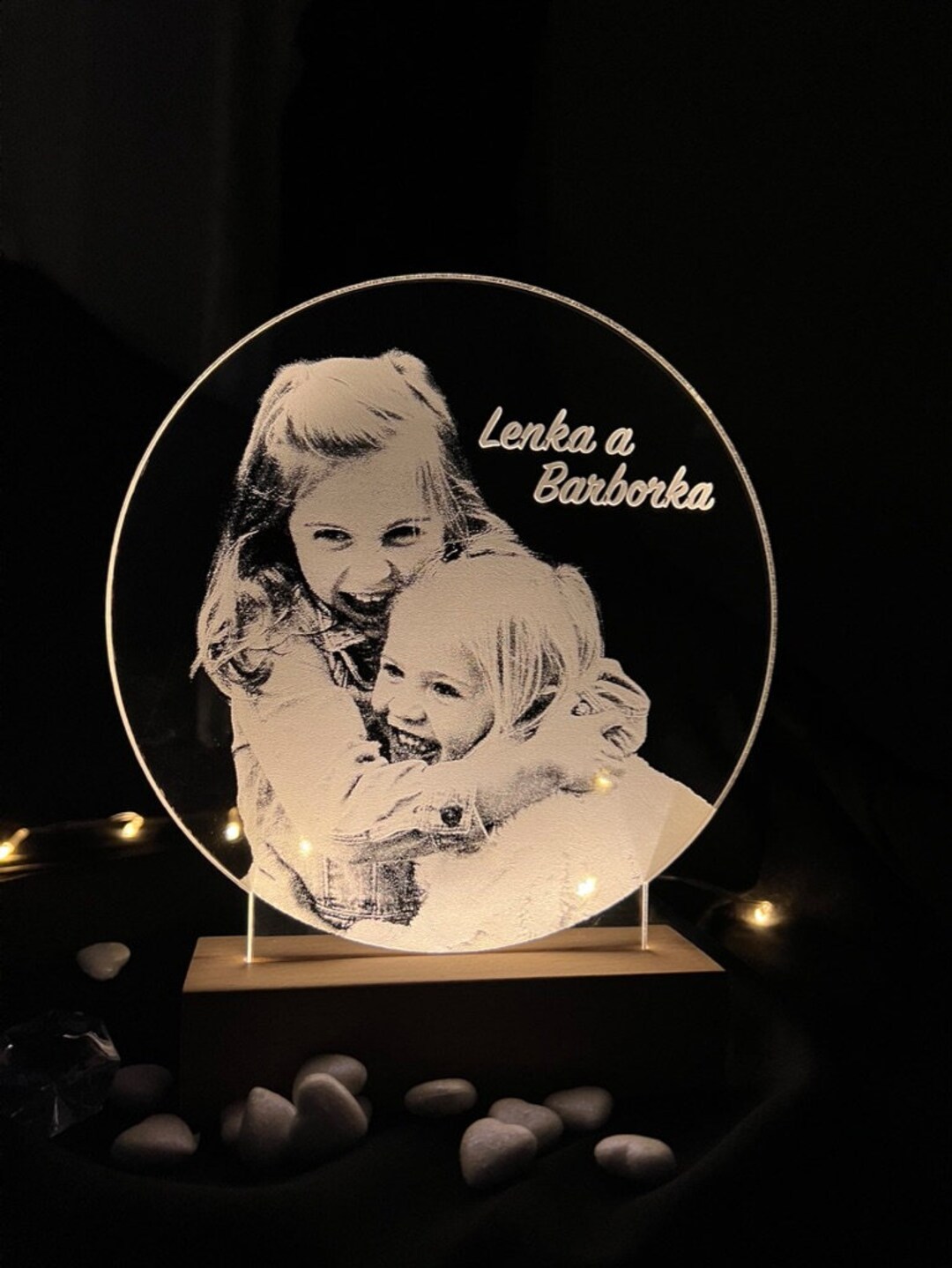 Custom Led Acrylic Lamp With Own Photo and Text on Wood Stand - Etsy
