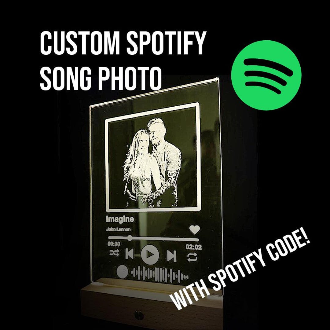 LED Spotify Music Plaque With Custom Song, Spotify Code and Photo - Etsy