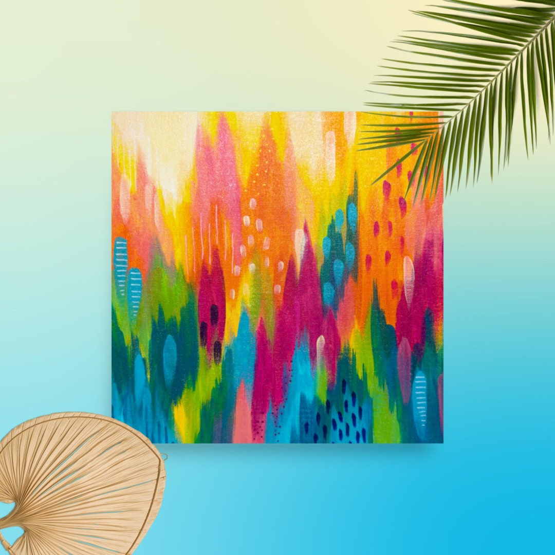 Happy Abstract Colouful Luster Photo Poster Bold Painting Brushstroke ...
