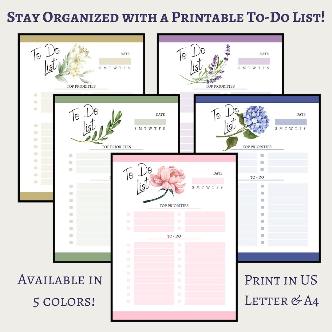 Printable To-do List, Print at Home Daily Task List, Daily and Weekly ...