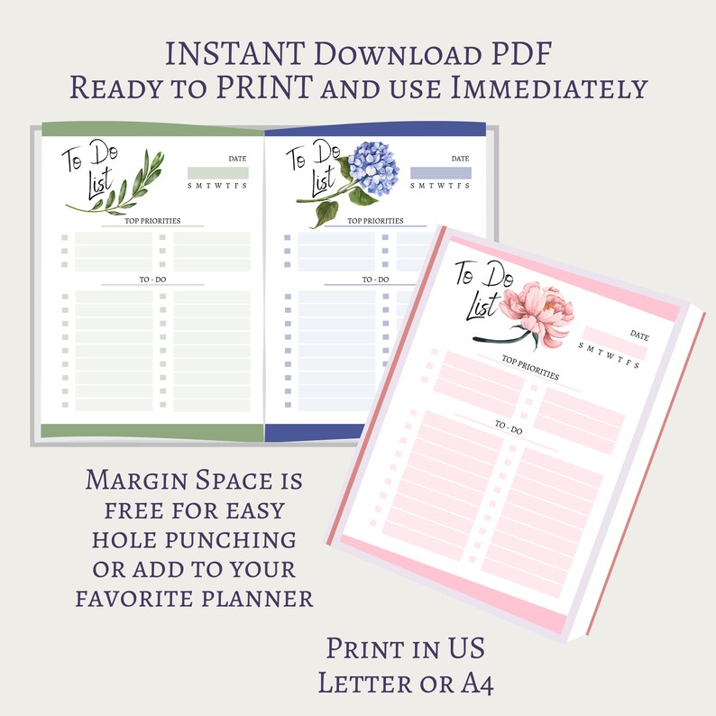 Printable To-do List, Print at Home Daily Task List, Daily and Weekly ...