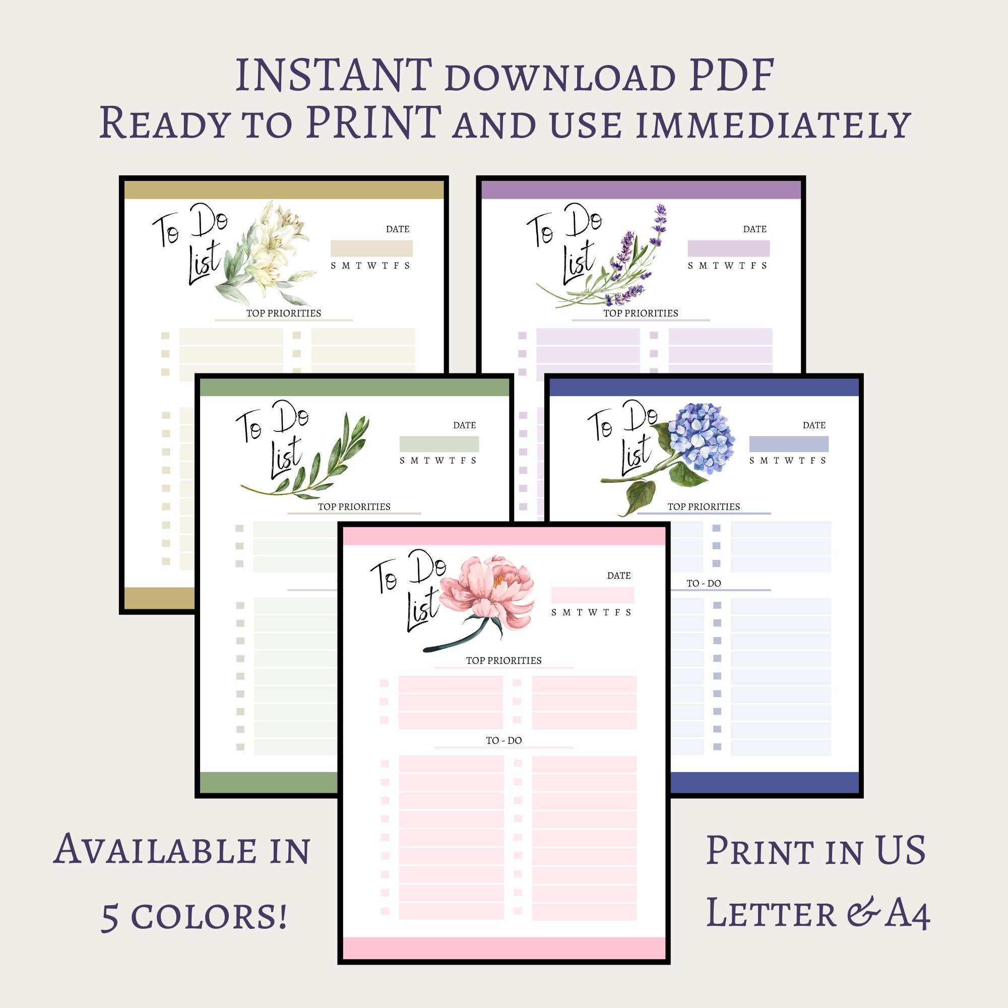 Printable To-do List, Print at Home Daily Task List, Daily and Weekly ...