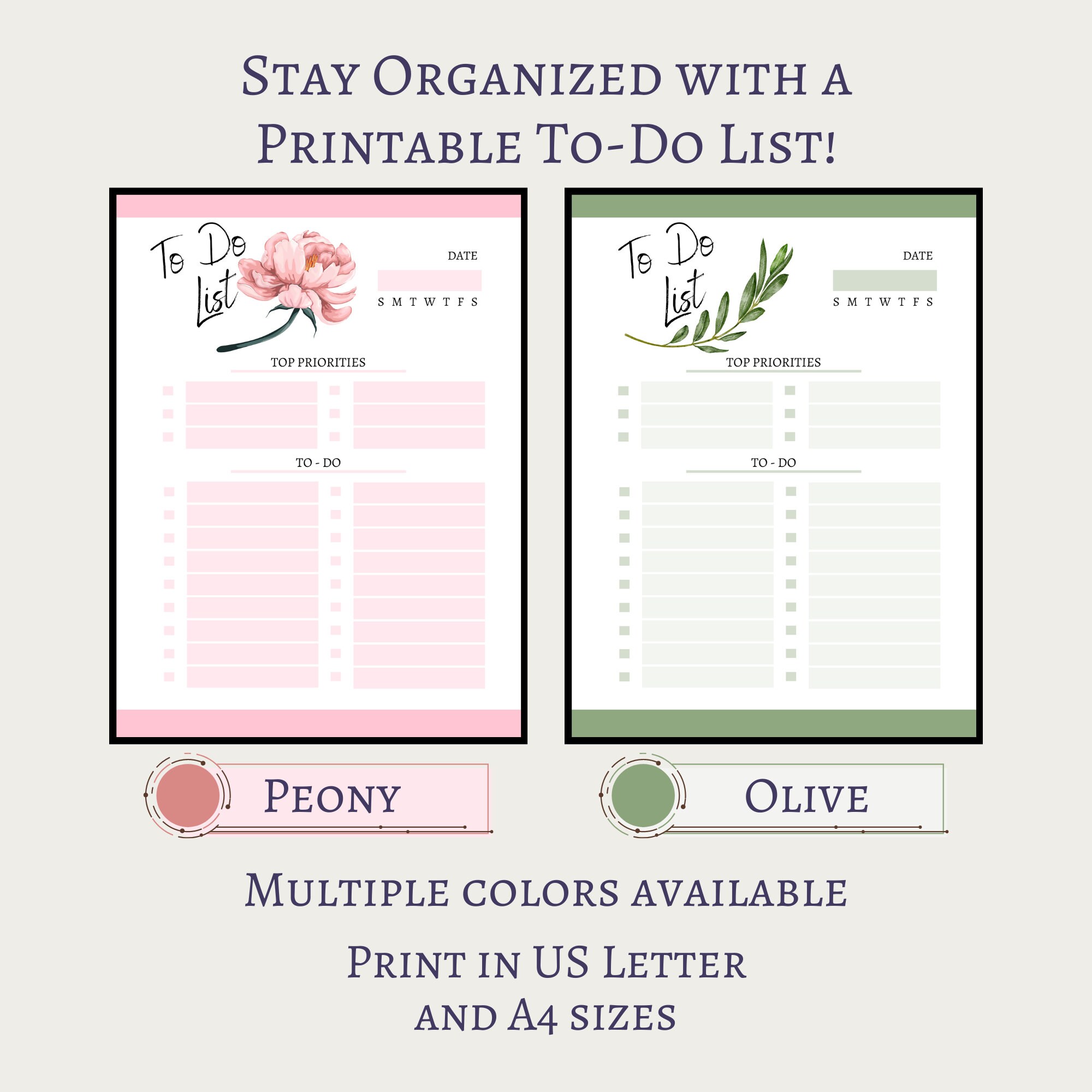 Printable To-do List, Print at Home Daily Task List, Daily and Weekly ...