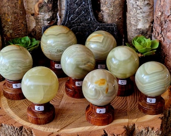 3lb Green Onyx Sphere Crystal Large | Natural Banded Stone Carved ...