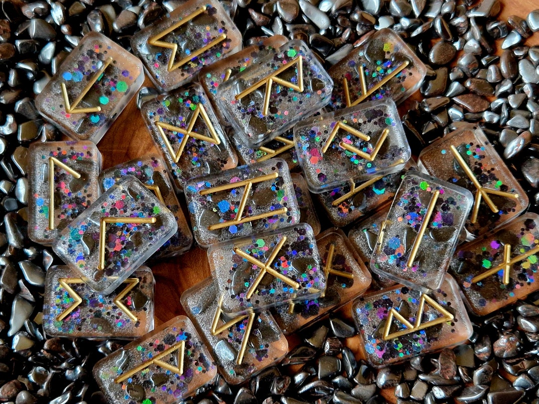Rune Stone Set Hematite Gold - Etsy