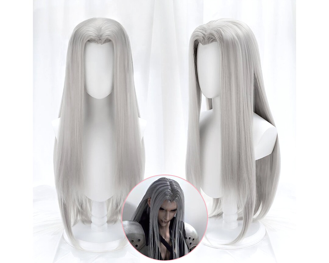 Final Fantasy 7 Sephiroth Cosplay Wig, Silver-white Long Straight Wig ...