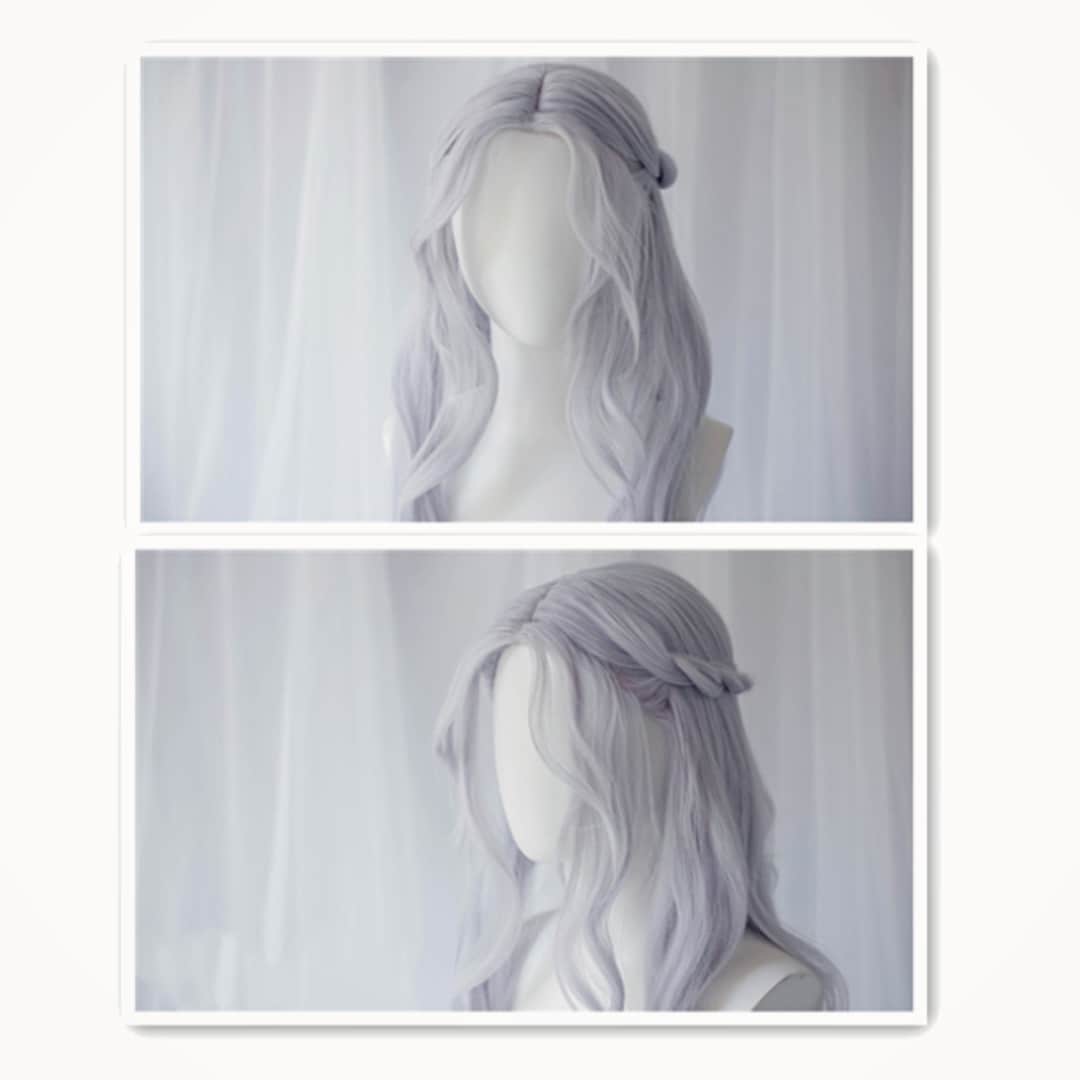 FF14 Hydaelyn Cosplay Wig, FFXIV Ancients Venat Cosplay Wig, Long Grey ...