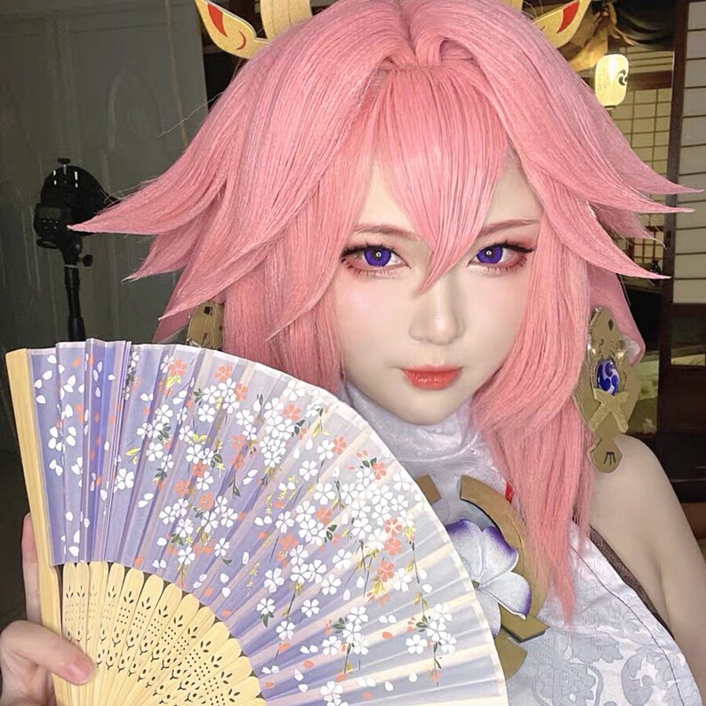 Genshin Impact Yae Miko Cosplay Pink Curly Cosplay Party - Etsy.de