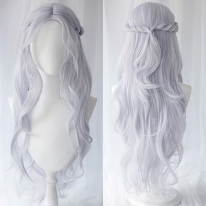 FF14 Hydaelyn Cosplay Wig, FFXIV Ancients Venat Cosplay Wig, Long Grey ...
