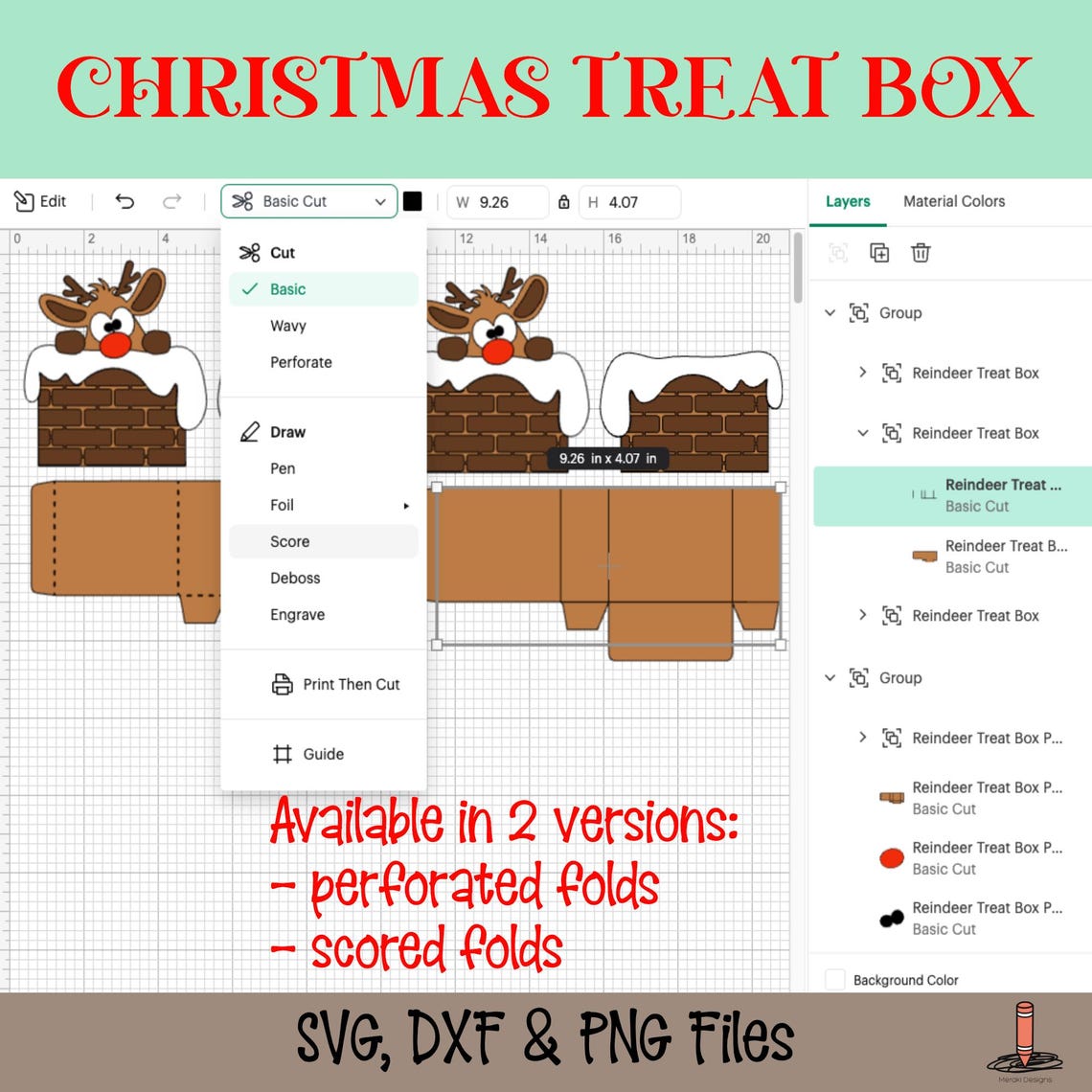 Reindeer Christmas Treat Box | 3D Candy Box Template | Holiday Gift Box ...