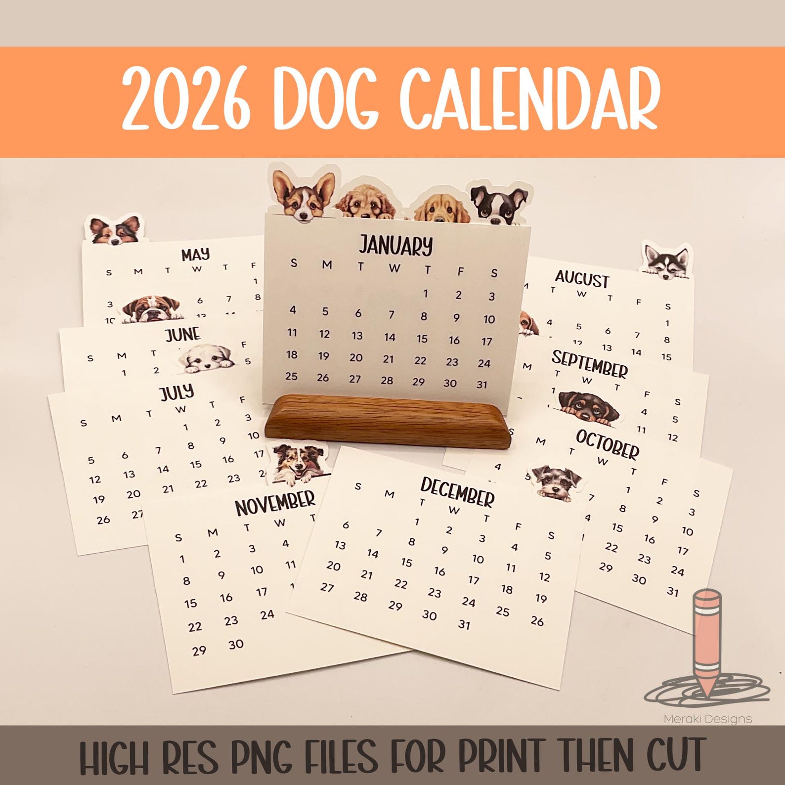 2026 Cute Dog Calendar | Printable Dog Lover Gift | Monthly Puppies ...
