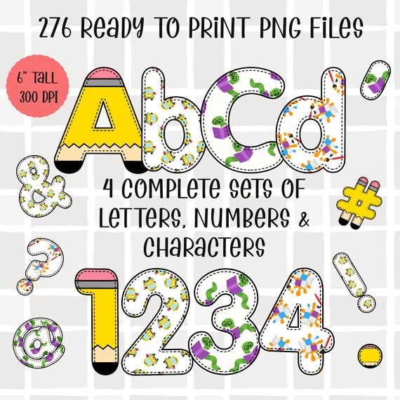 School Letters and Numbers Bundle 1 Stitch Alphabet PNG - Etsy