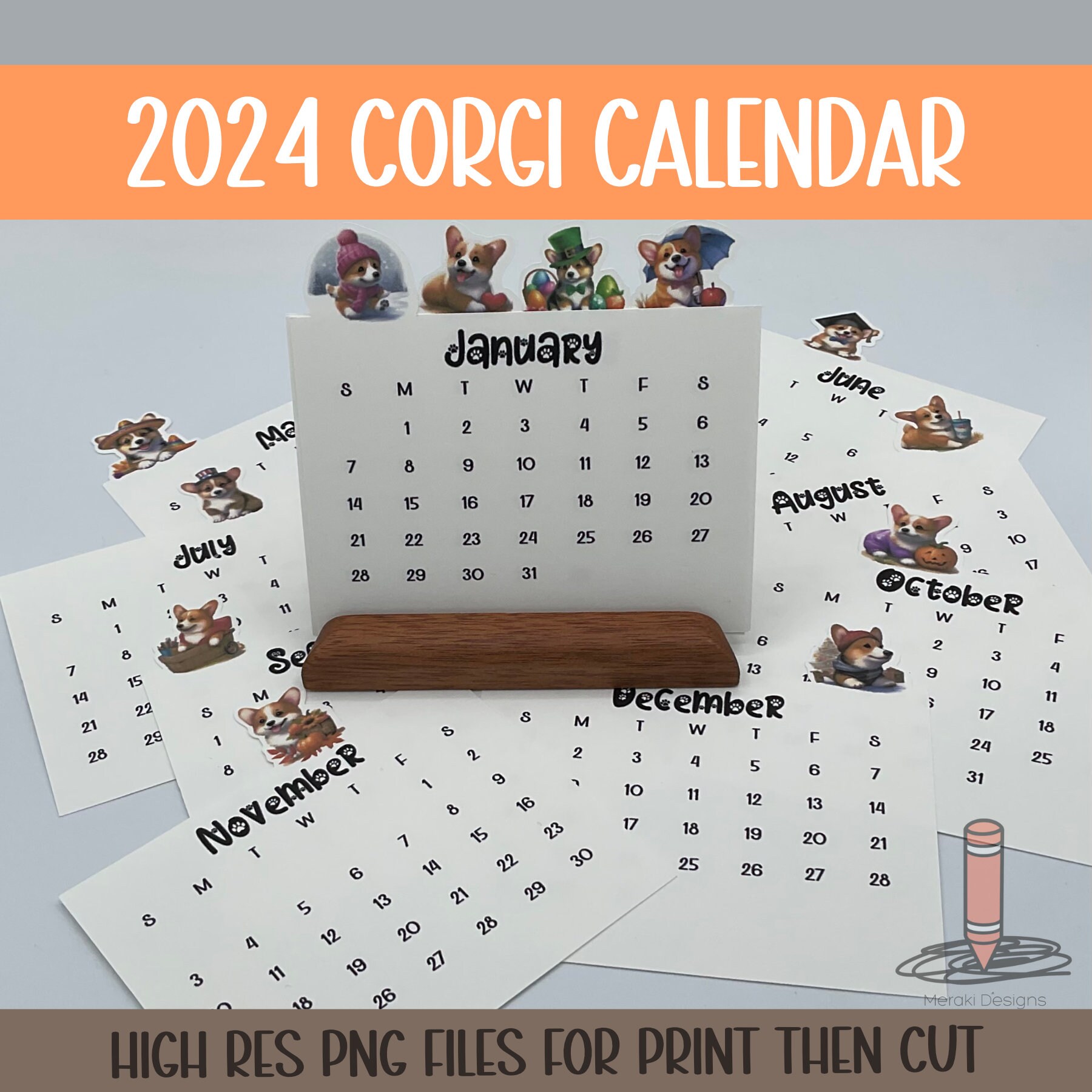 2024 Dog Calendar corgi Printable - Etsy