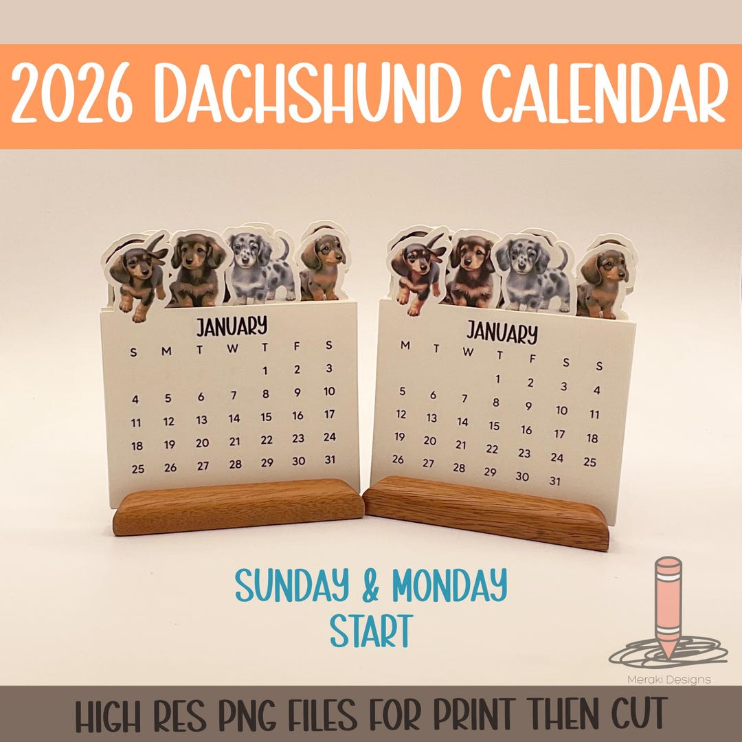2026 Dachshund Dog Calendar | Printable Dog Lover Gift | Cute ...