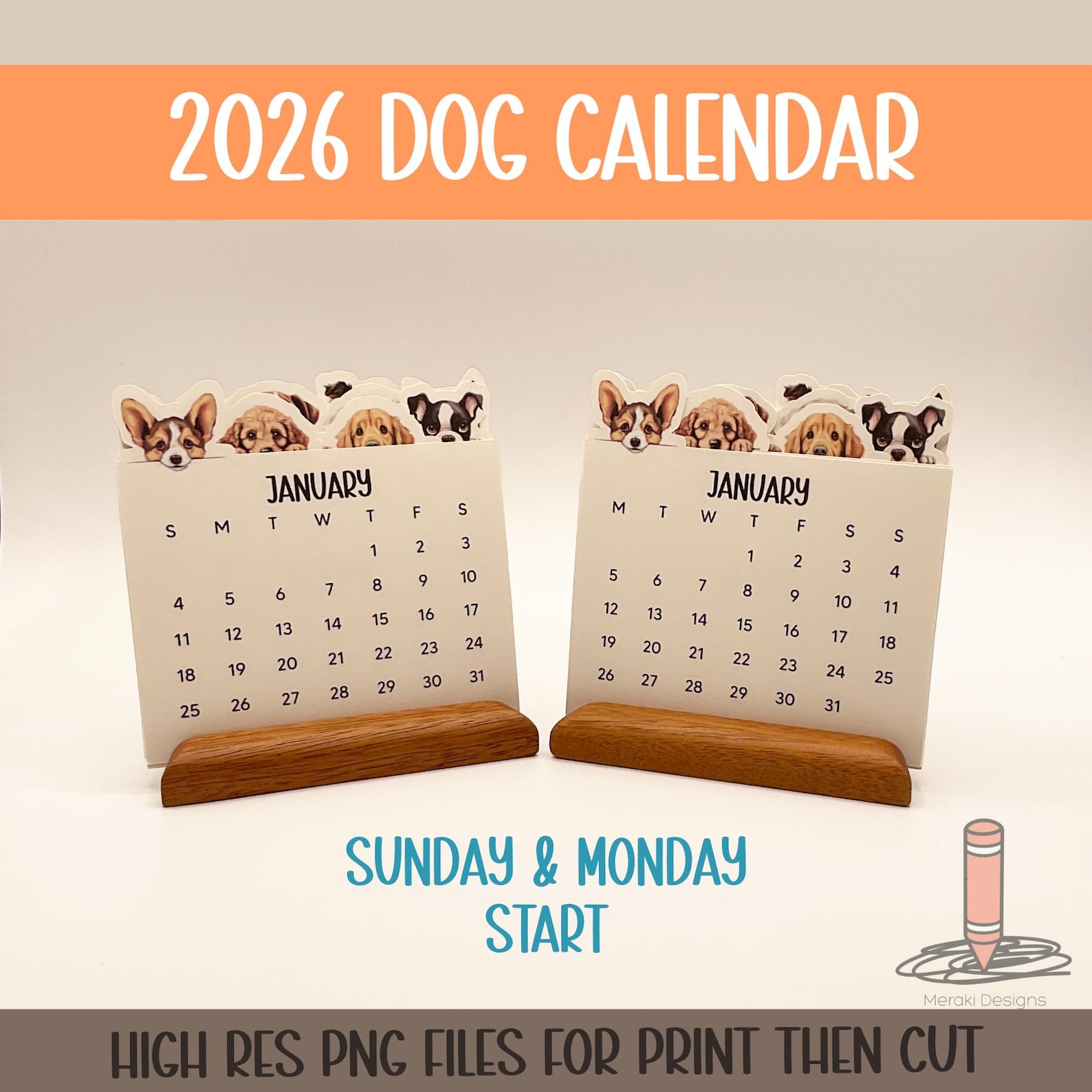 2026 Cute Dog Calendar | Printable Dog Lover Gift | Monthly Puppies ...