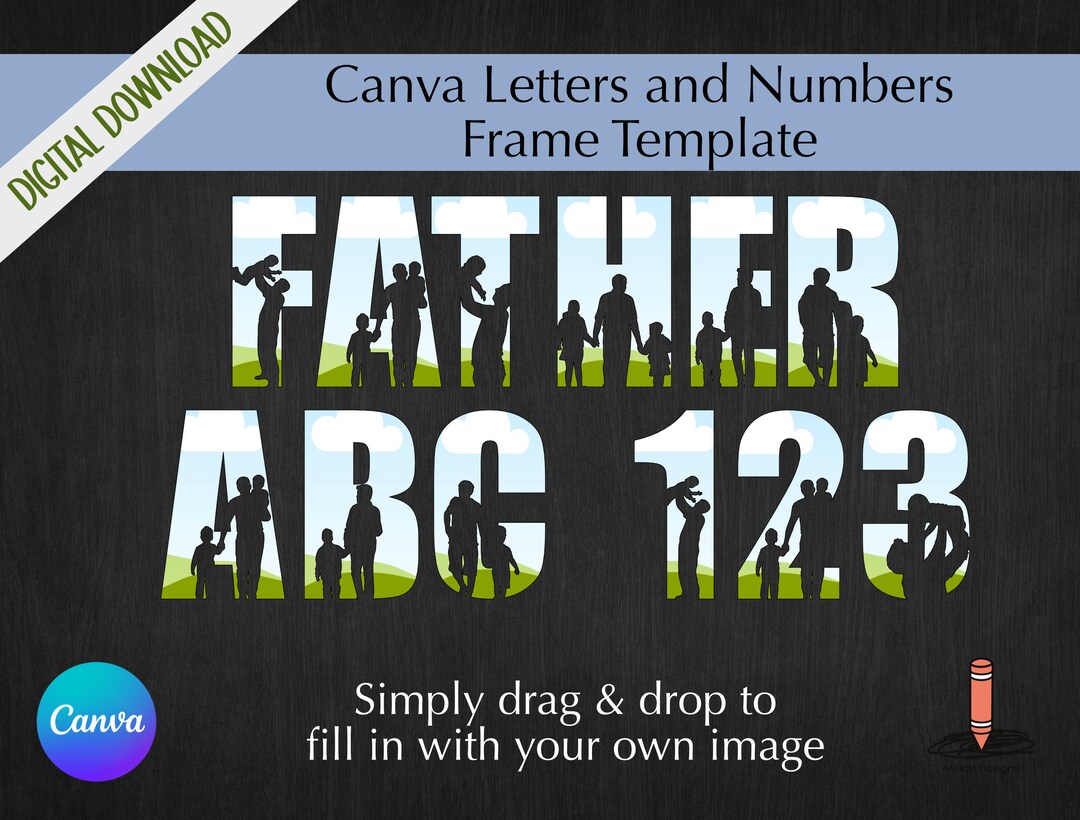 Canva Frame Father Dad Alphabet and Numbers; Editable Frame Template ...
