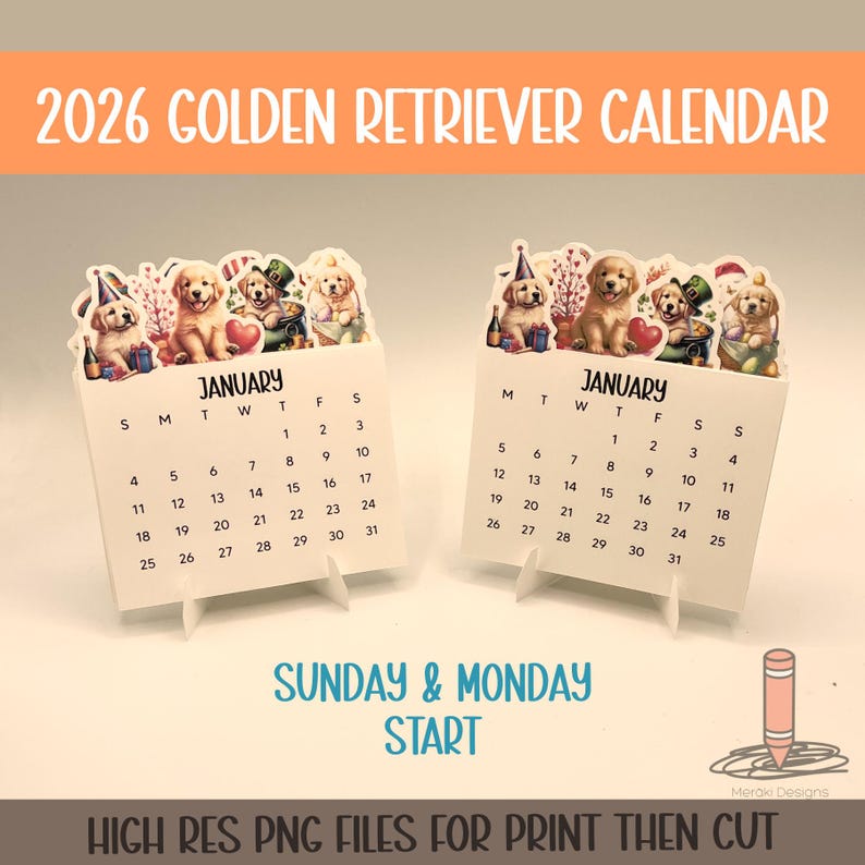2026 Golden Retriever Calendar | Printable Dog Lover Gift | Cute Puppy ...