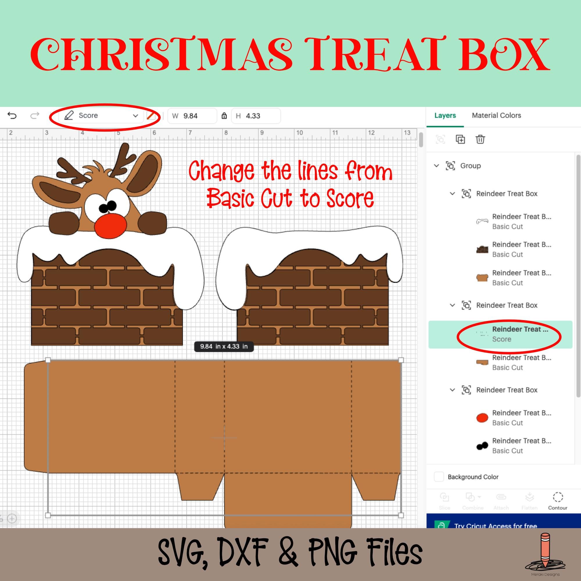 Reindeer Christmas Treat Box | 3D Candy Box Template | Holiday Gift Box ...
