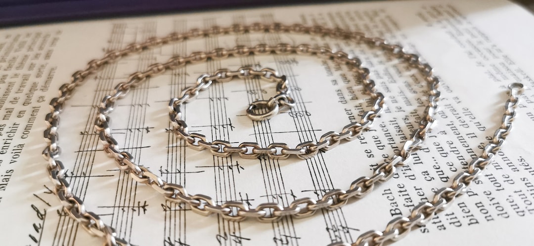 1890s Antique French Victorian Thick Chain Antique Silver - Etsy