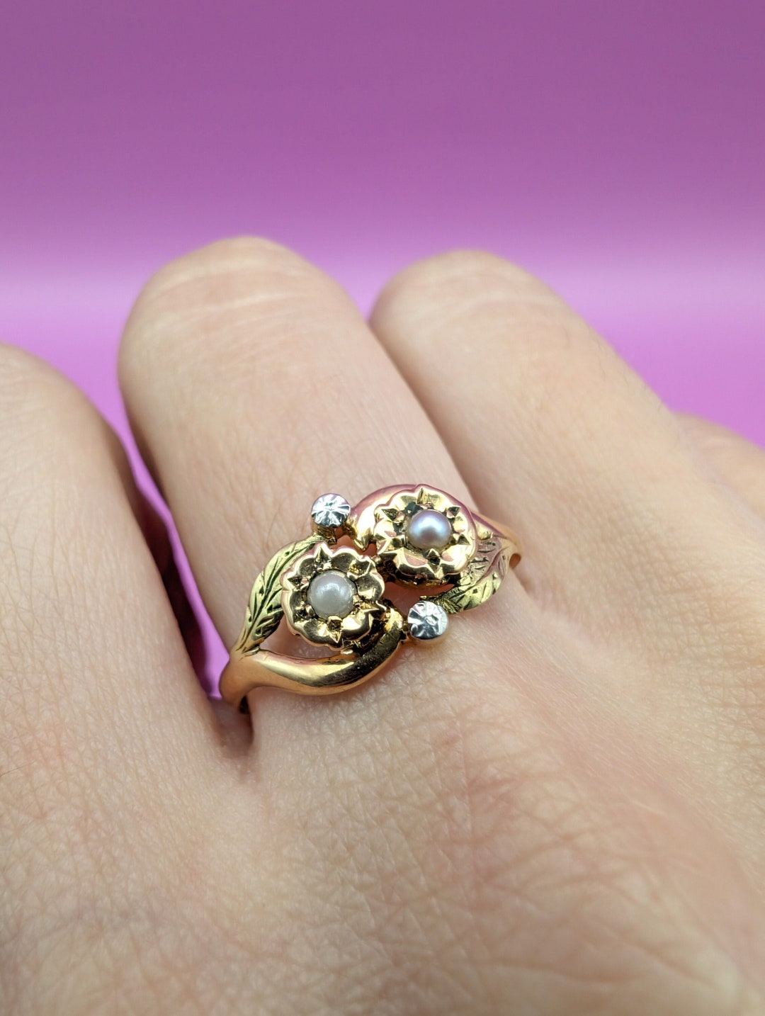 18K Gold Art Nouveau Ring Antique French Ring Antique 18K Yellow and ...