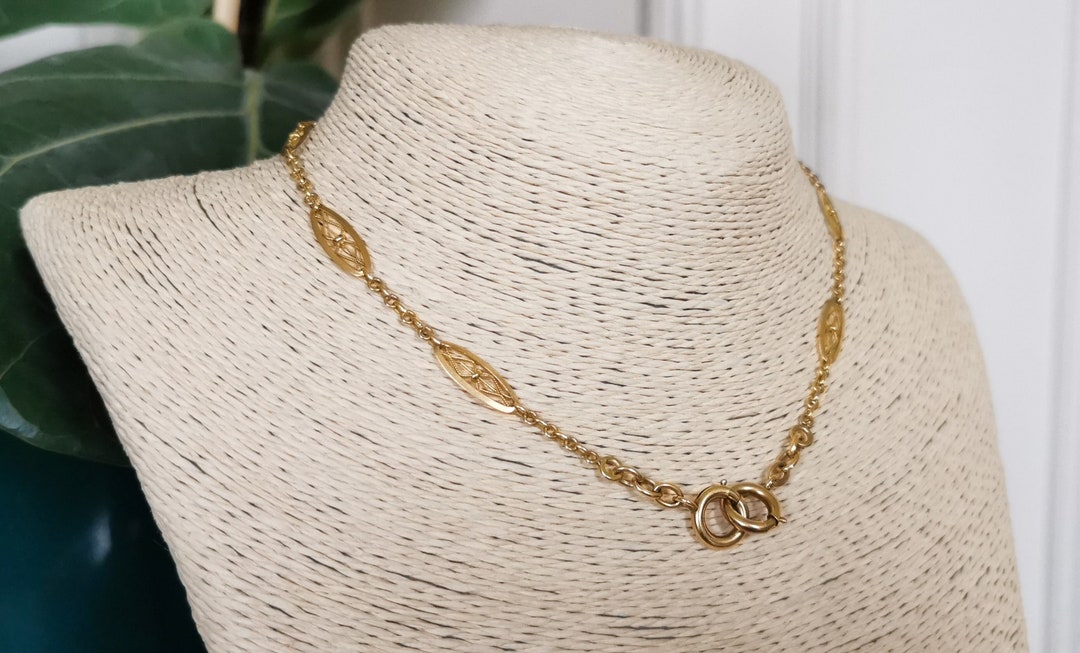 18ct 1880-1900 Antique French Napoleon III Gold Necklace 18 Ct Yellow ...
