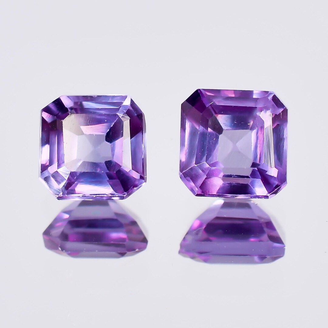 Lab Grown Alexandrite Gemstone Pair: Asscher Cut, Color Changing 3 Ct ...