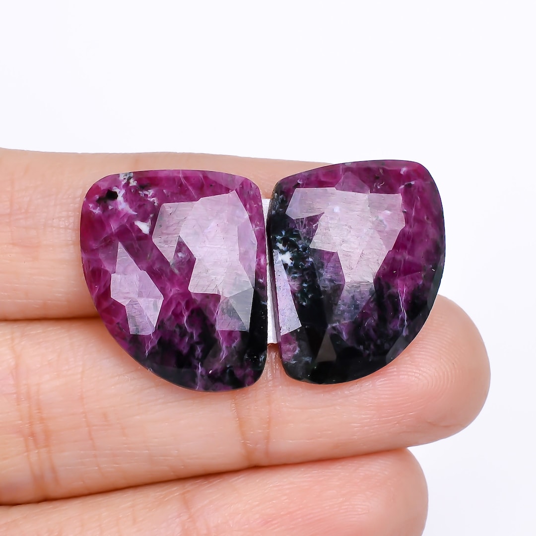 Ruby Zoisite Rose Cut Gemstone Slice, Natural Ruby Zoisite Fancy Shape ...