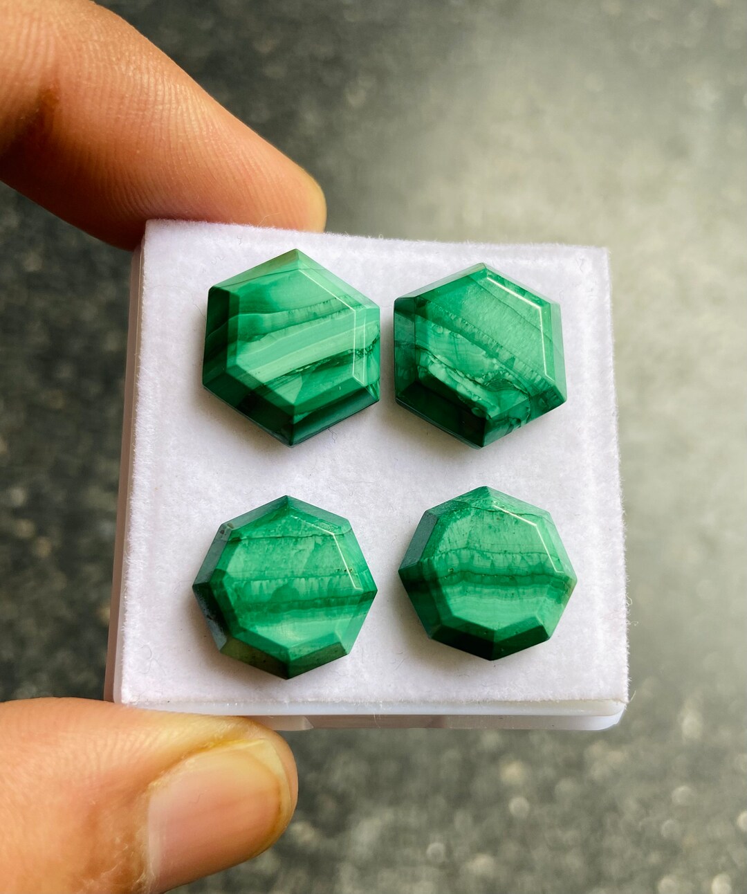 Malachite Step Cut Gemstone 2 Pair, Natural Malachite Step Cut Gemstone ...