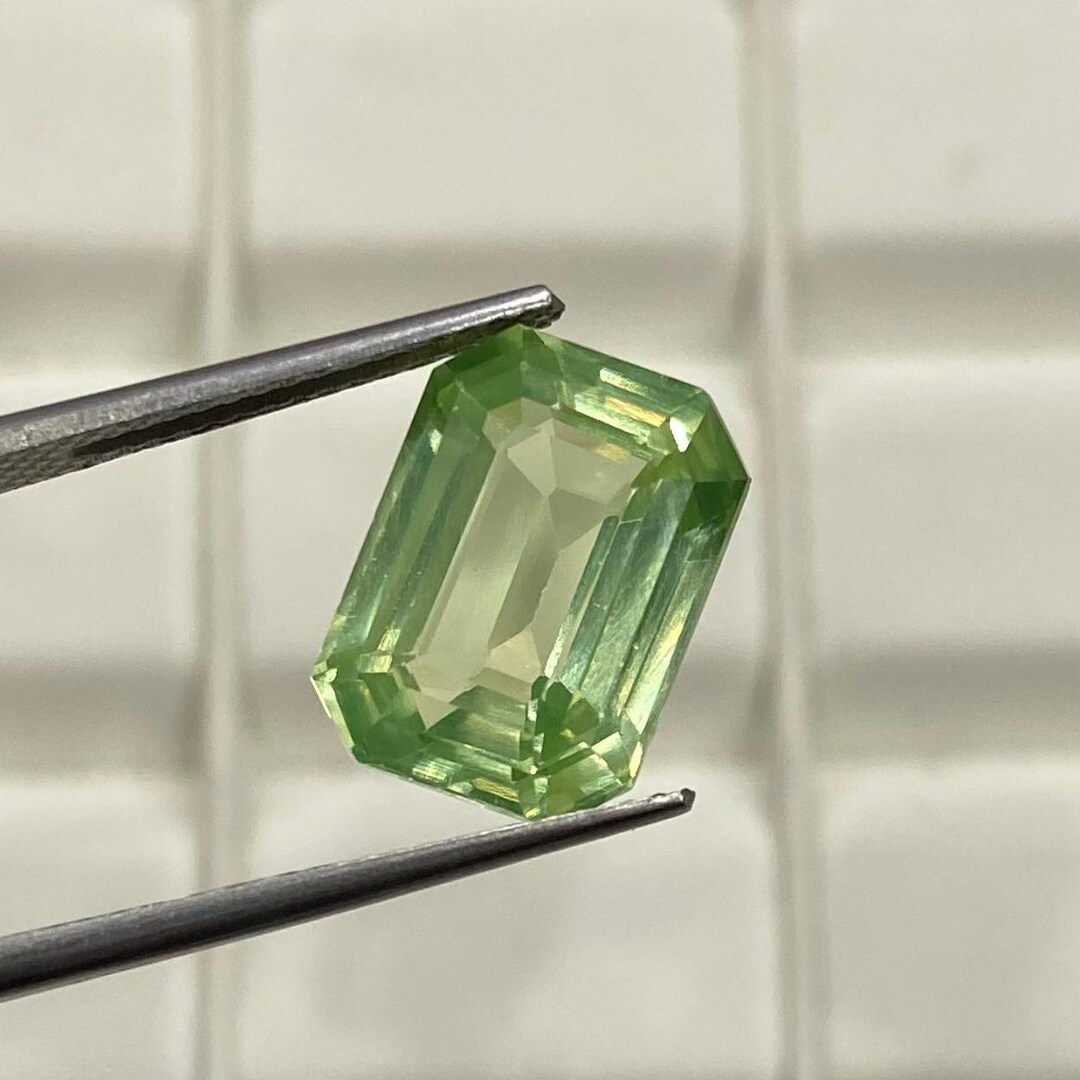 Green Spinel Radiant Cut Gemstone: 6.4 Carat Lab Grown Stone - Etsy