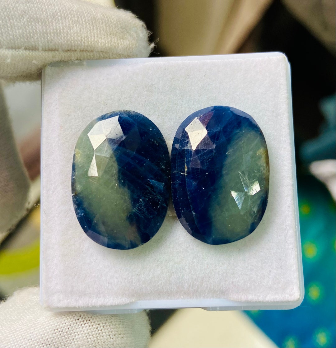 Blue Sapphire Rose Cut Gemstone Slice, 100% Natural Blue Bio Sapphire ...