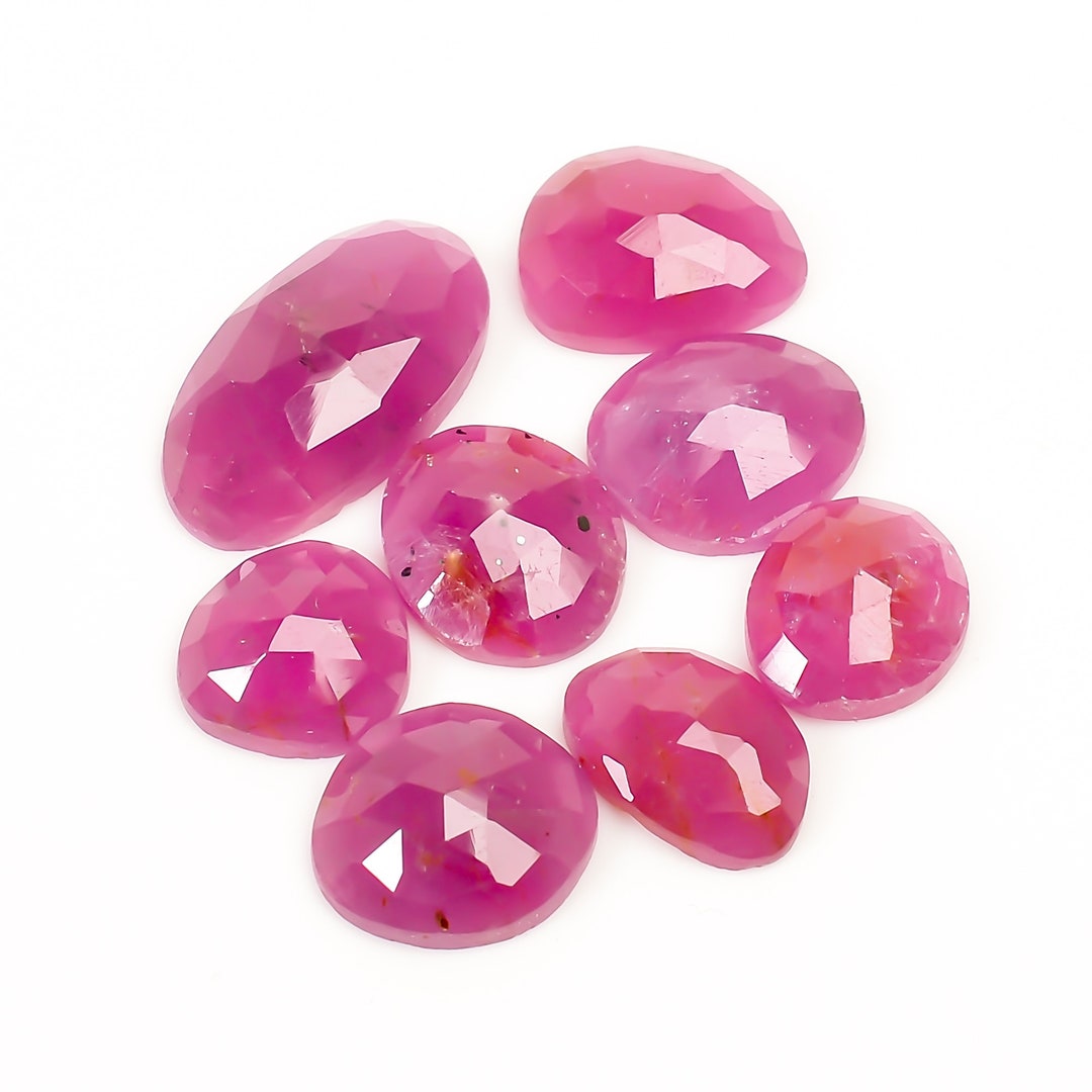 Pink Sapphire Rose Cut Gemstone Slice, 100% Natural AAA+ Pink Sapphire ...