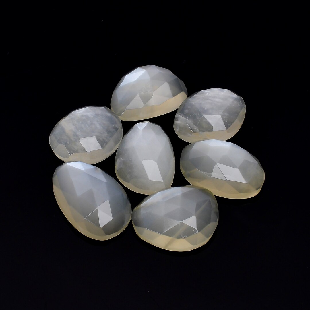 White Moonstone Rose Cut Gemstone Slice, 100% Natural White Moonstone ...