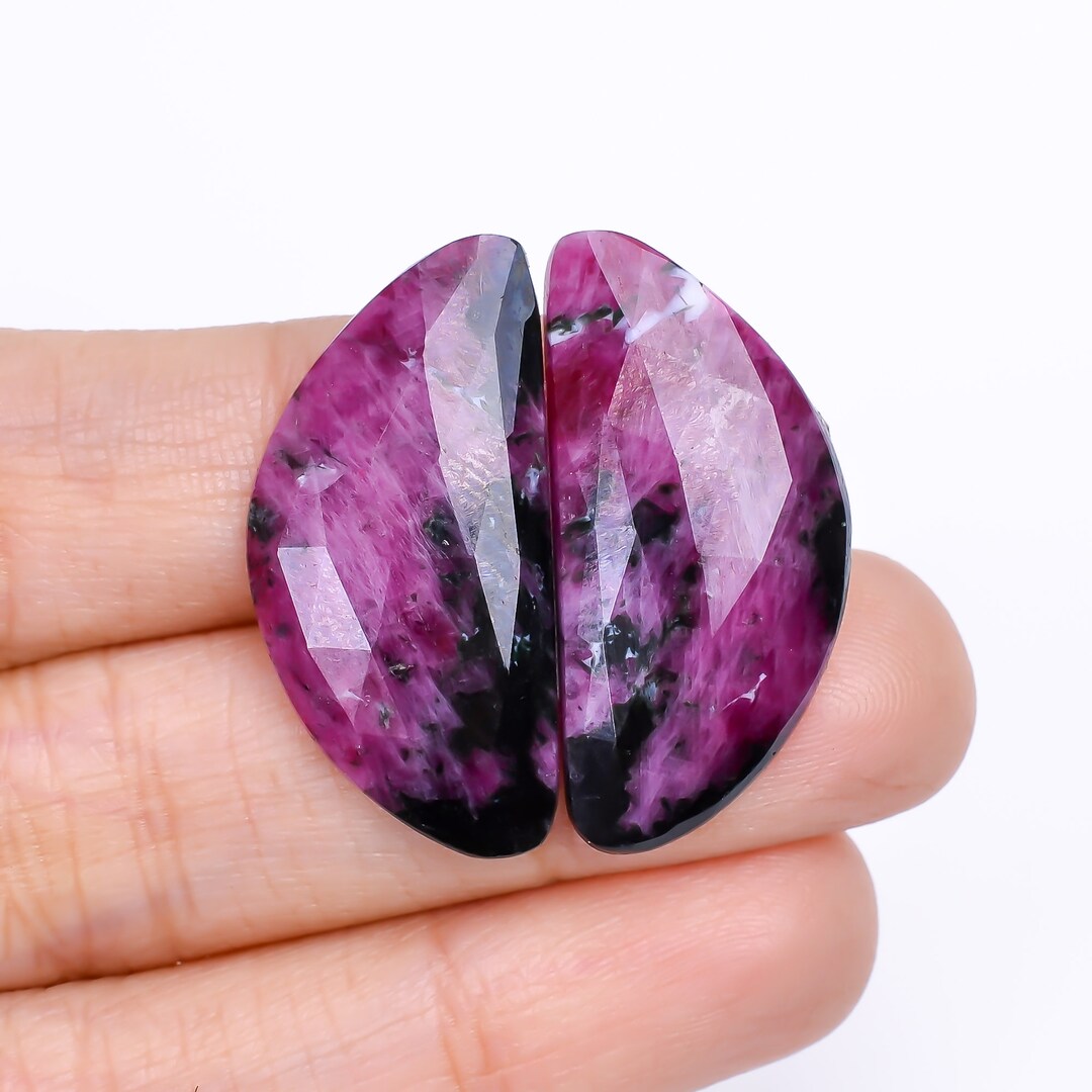 Ruby Zoisite Rose Cut Gemstone Slice, Natural Ruby Zoisite Fancy Shape ...