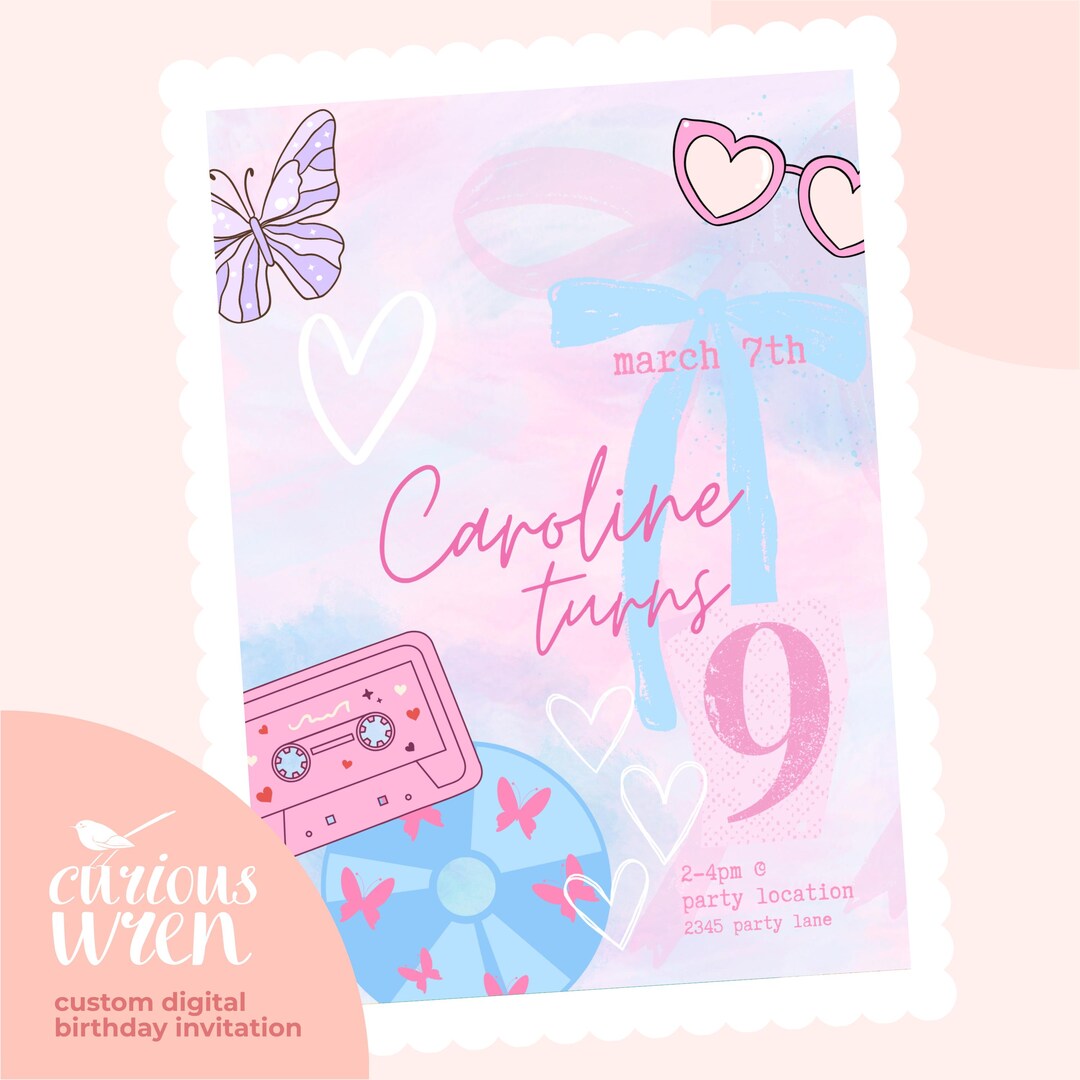 Swiftie Lover Era Birthday Party Invitation • Custom Digital Download ...