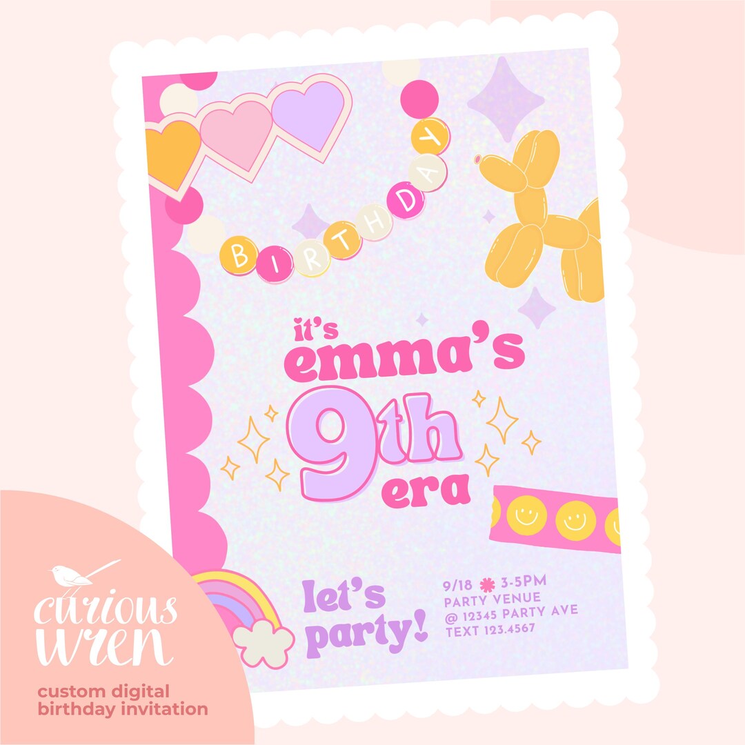 Swiftie Era Friendship Bracelet Birthday Party Invitation • Custom ...