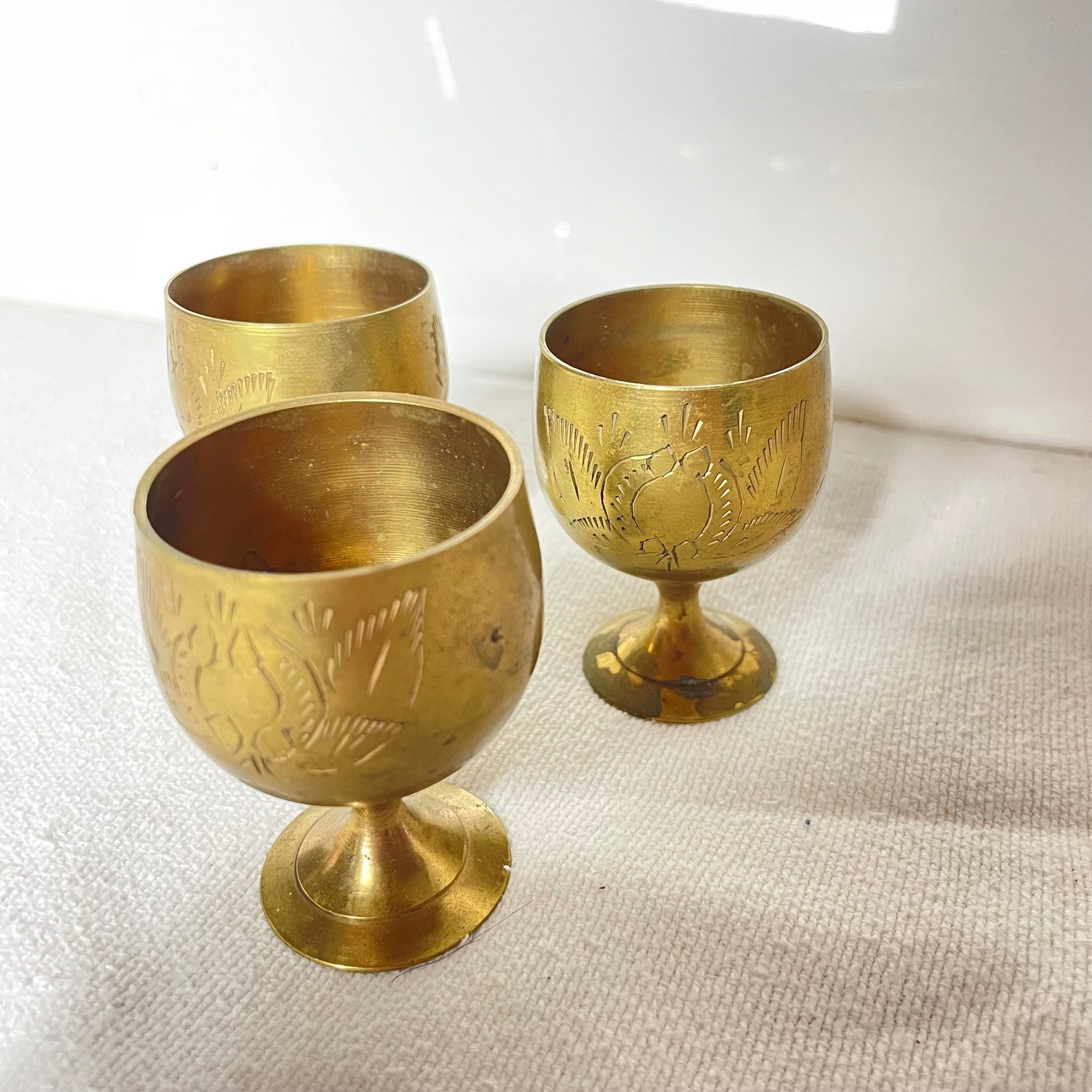 Vintage Brass Wine Cups Goblets Made in India Set of 3 - Etsy