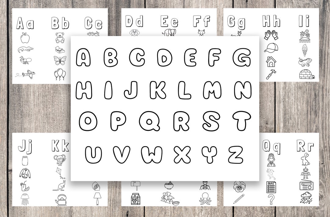 Alphabet Coloring Pages for Kids - Etsy