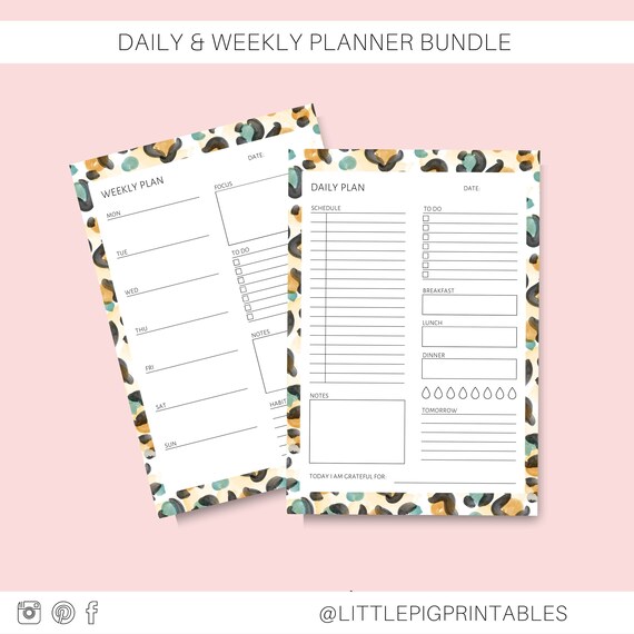 Daily & Weekly Planner Bundle Set of 2 Planner Printables - Etsy
