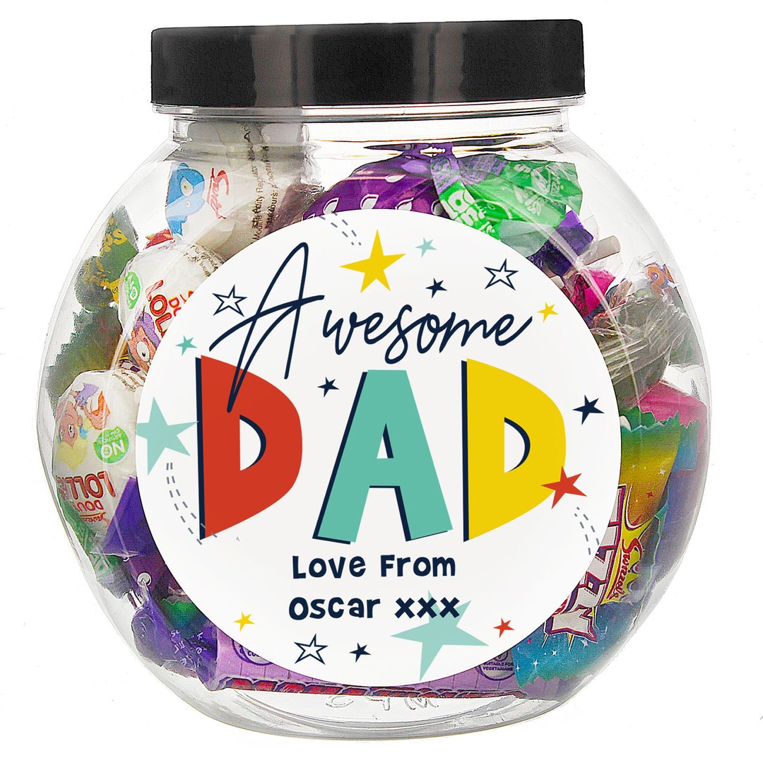 A PERSONALISED Awesome Dad Jar of Sweets Perfect for Christmas or ...