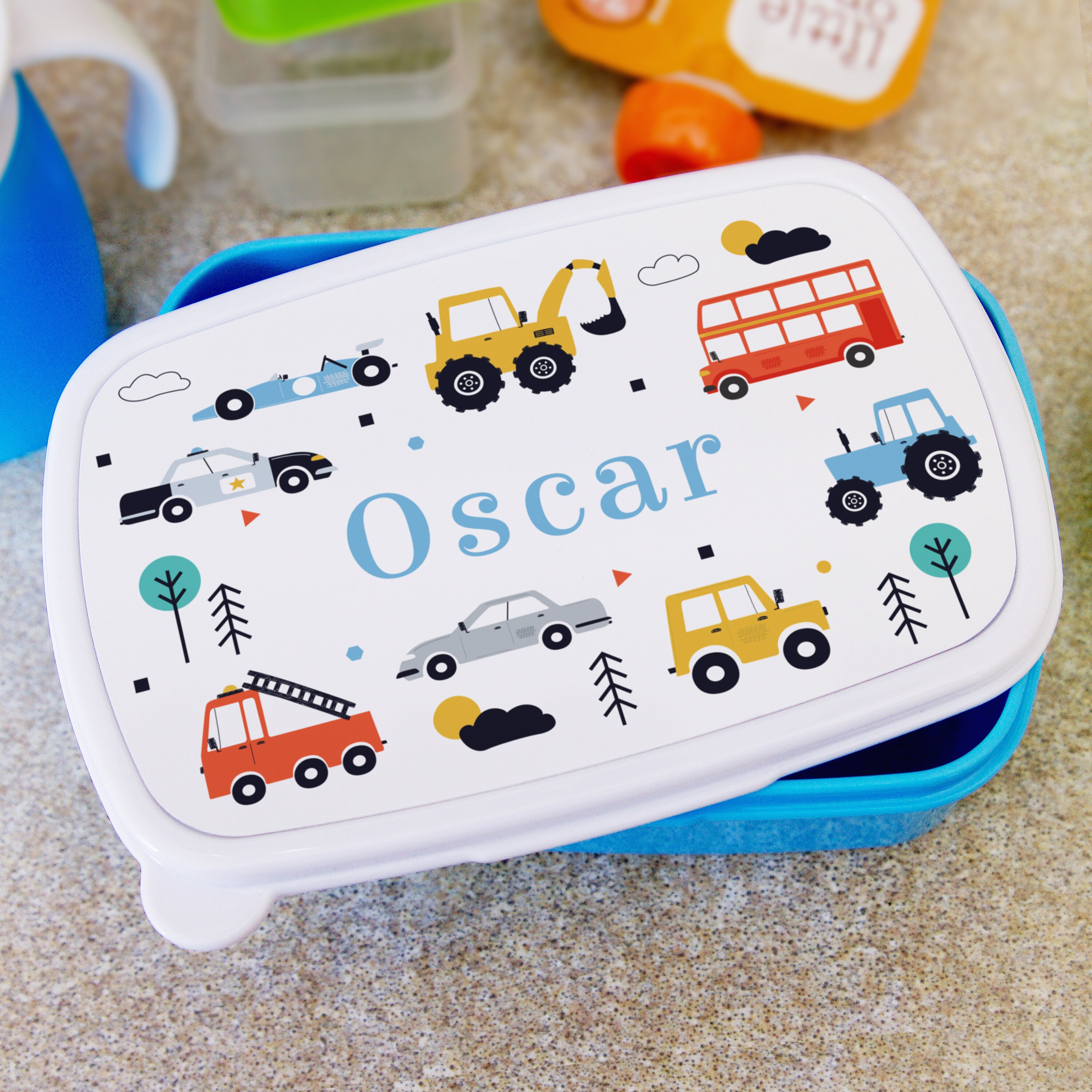 Personalised Vehicles Name Only Blue Lunch Box - Etsy