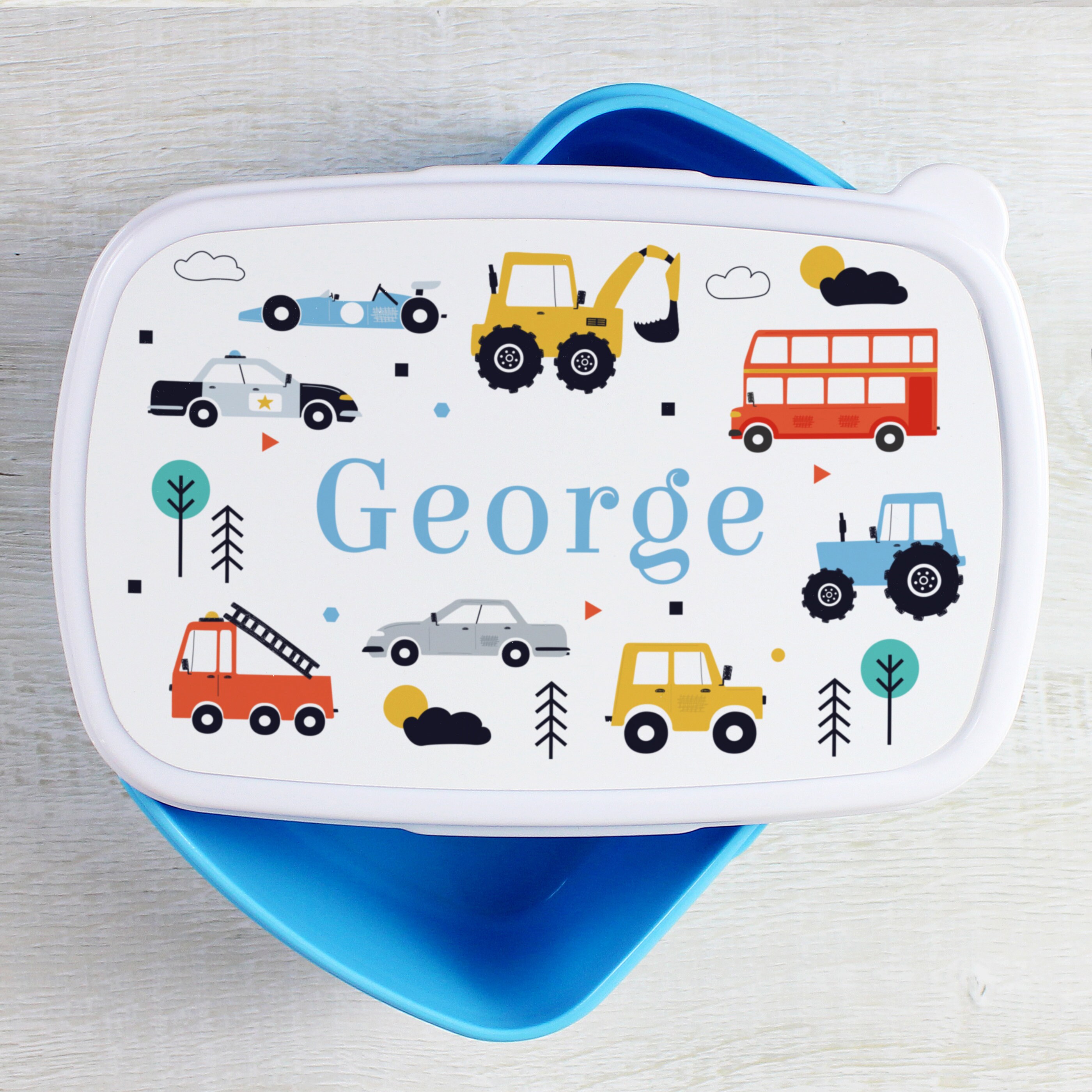Personalised Vehicles Name Only Blue Lunch Box - Etsy