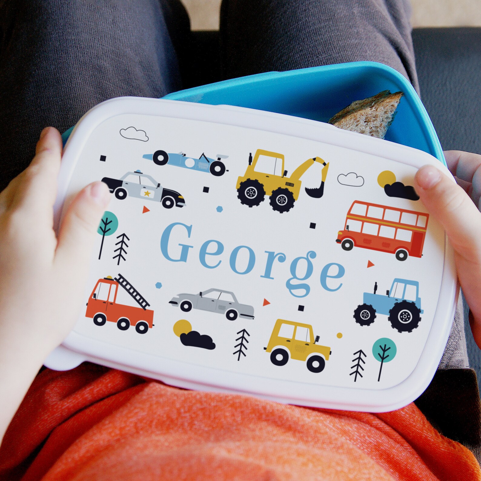 Personalised Vehicles Name Only Blue Lunch Box - Etsy