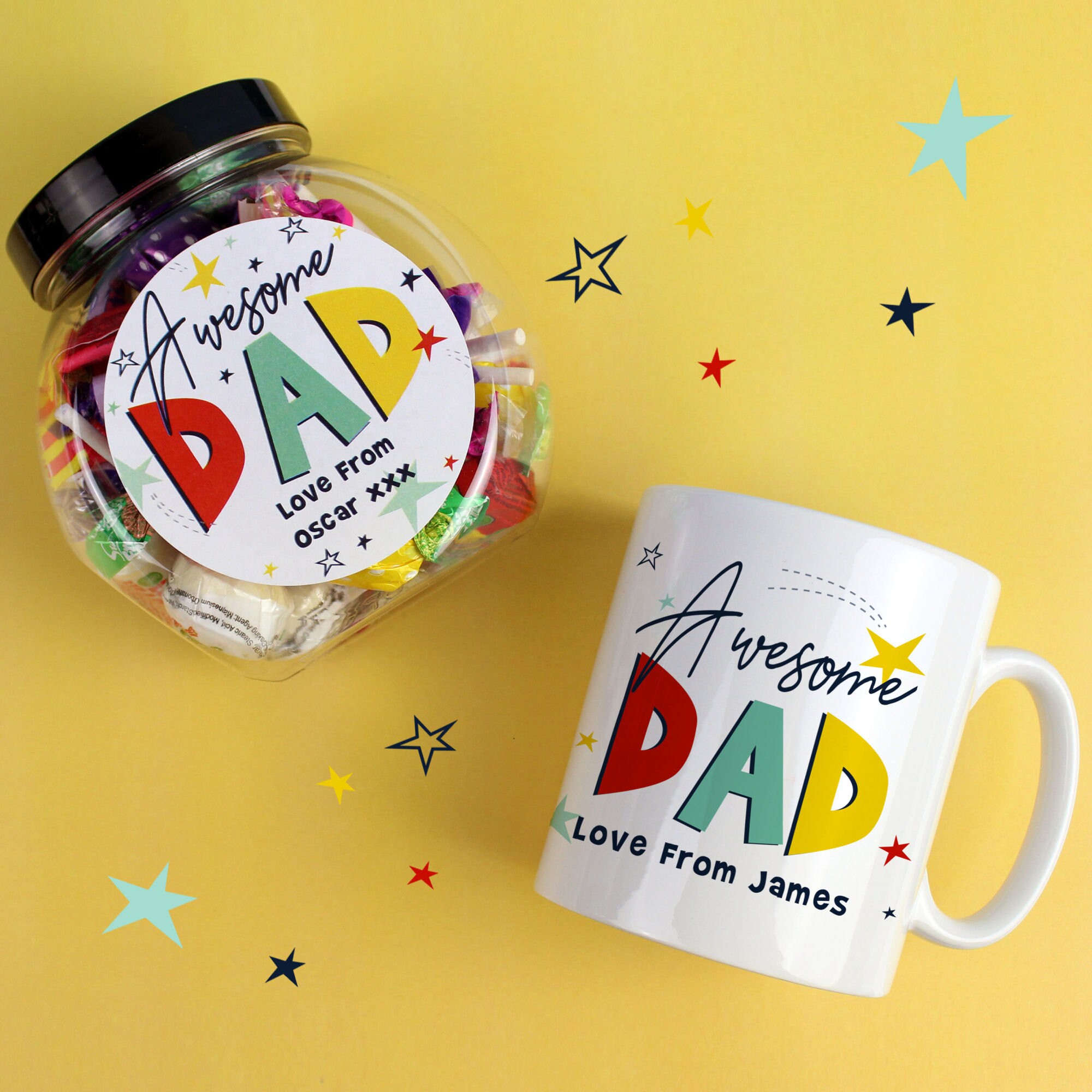 A PERSONALISED Awesome Dad Jar of Sweets Perfect for Christmas or ...