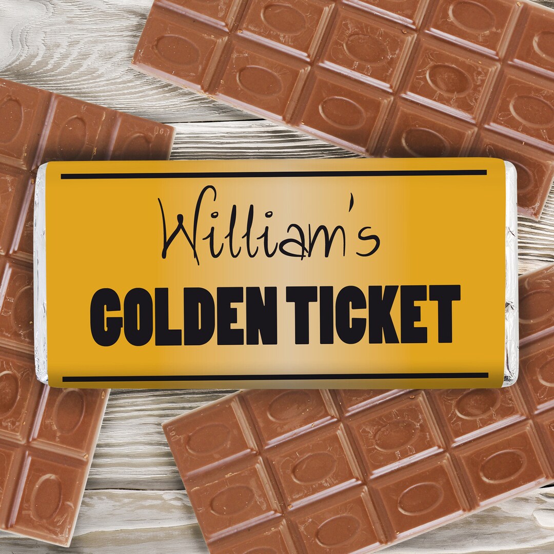 Personalised Golden Ticket Design Milk Chocolate Bar This Quirky Milk ...