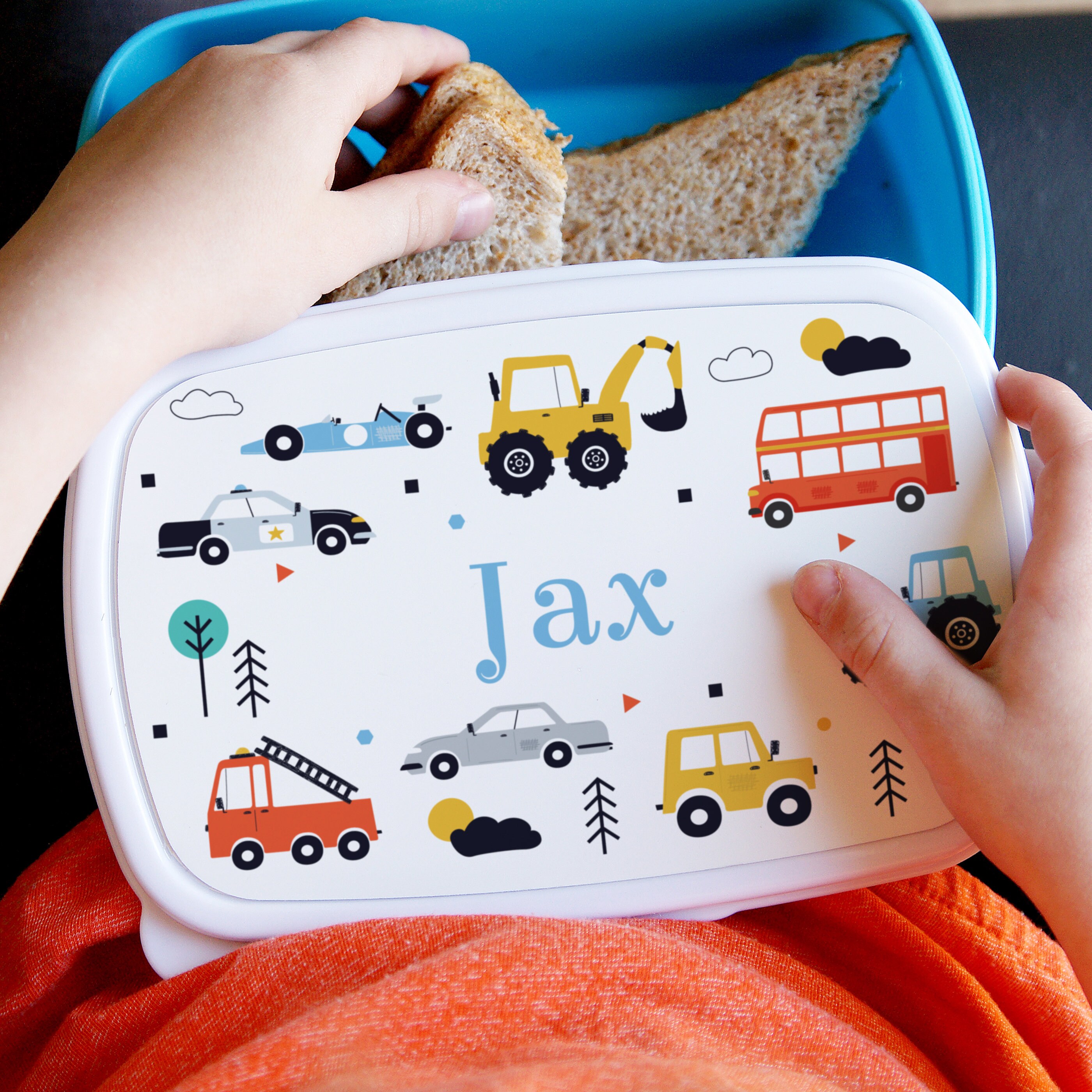 Personalised Vehicles Name Only Blue Lunch Box - Etsy