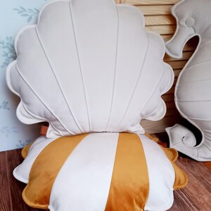 Shell Cushion in Two Colours Decorative Velvet Sea Shell Pillow for Kid ...